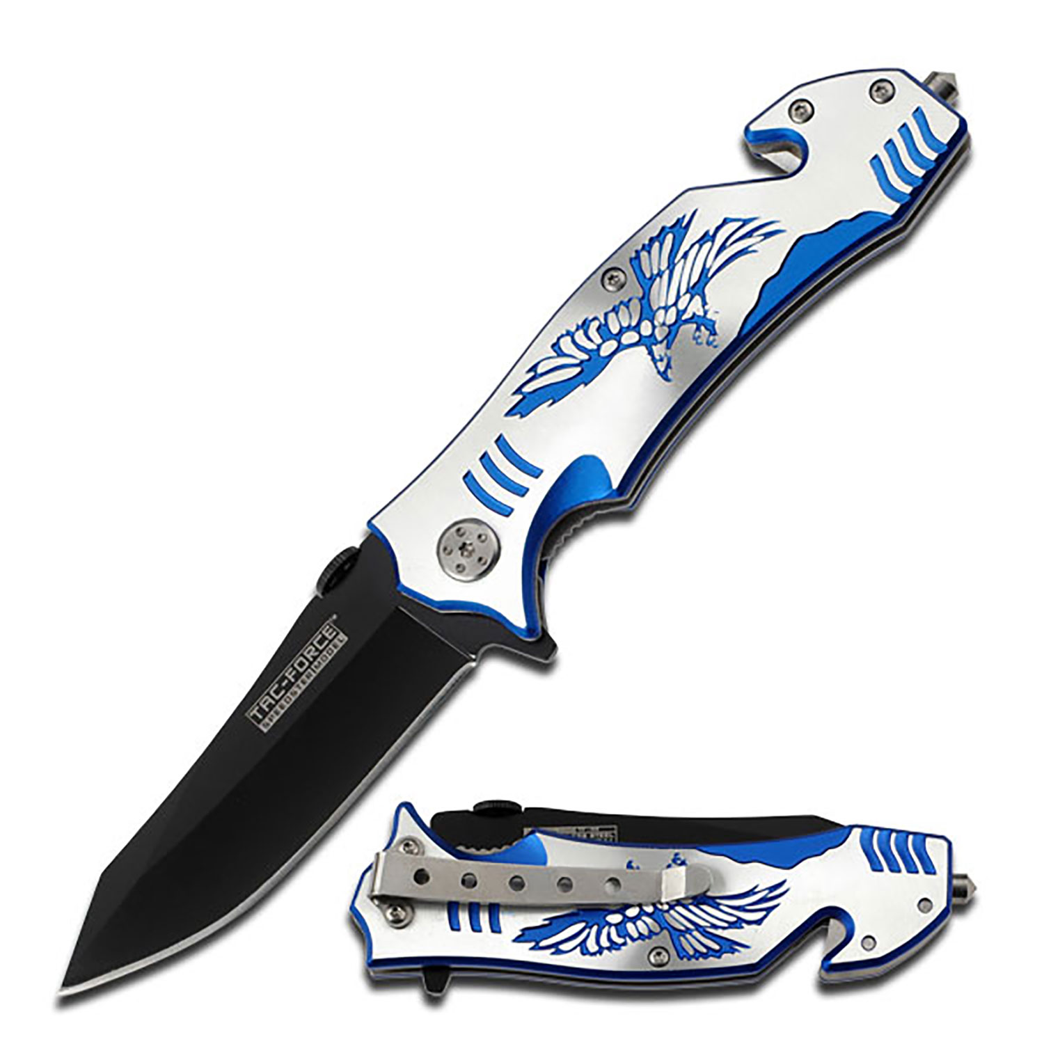 Tac-Force - Spring Assisted Knife - TF-806BL EAGLE BLUE SILVER EDC ...