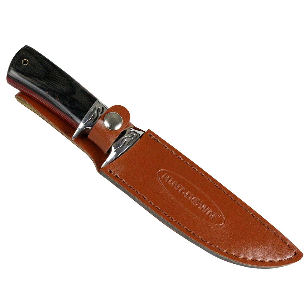 10" Hunt-Down Fixed Blade Hunting Sharp Knife with Leather Sheath ...