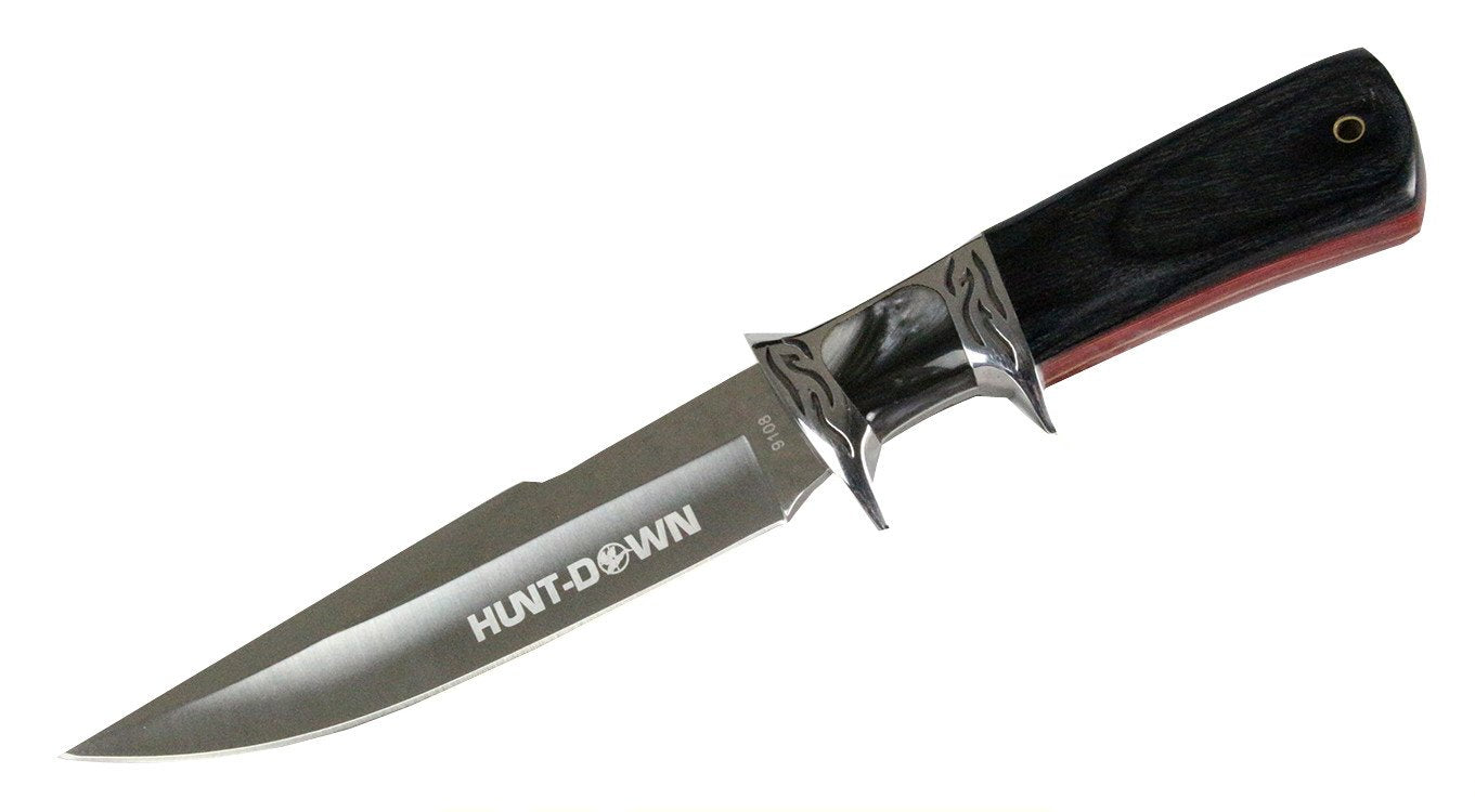 10" Hunt-Down Fixed Blade Hunting Sharp Knife with Leather Sheath ...