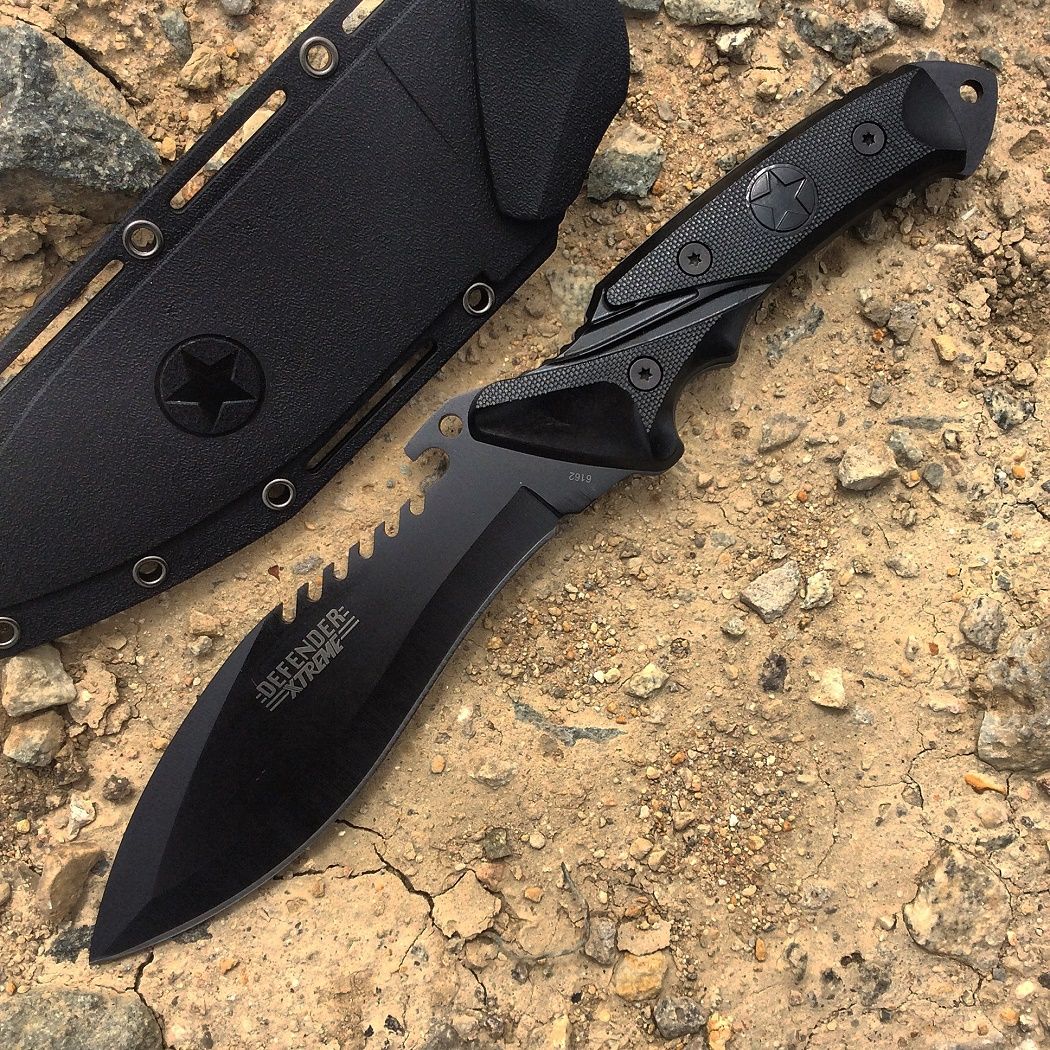 Defender 11" Black Hunting Knife with Sheath 6162 | Property Room