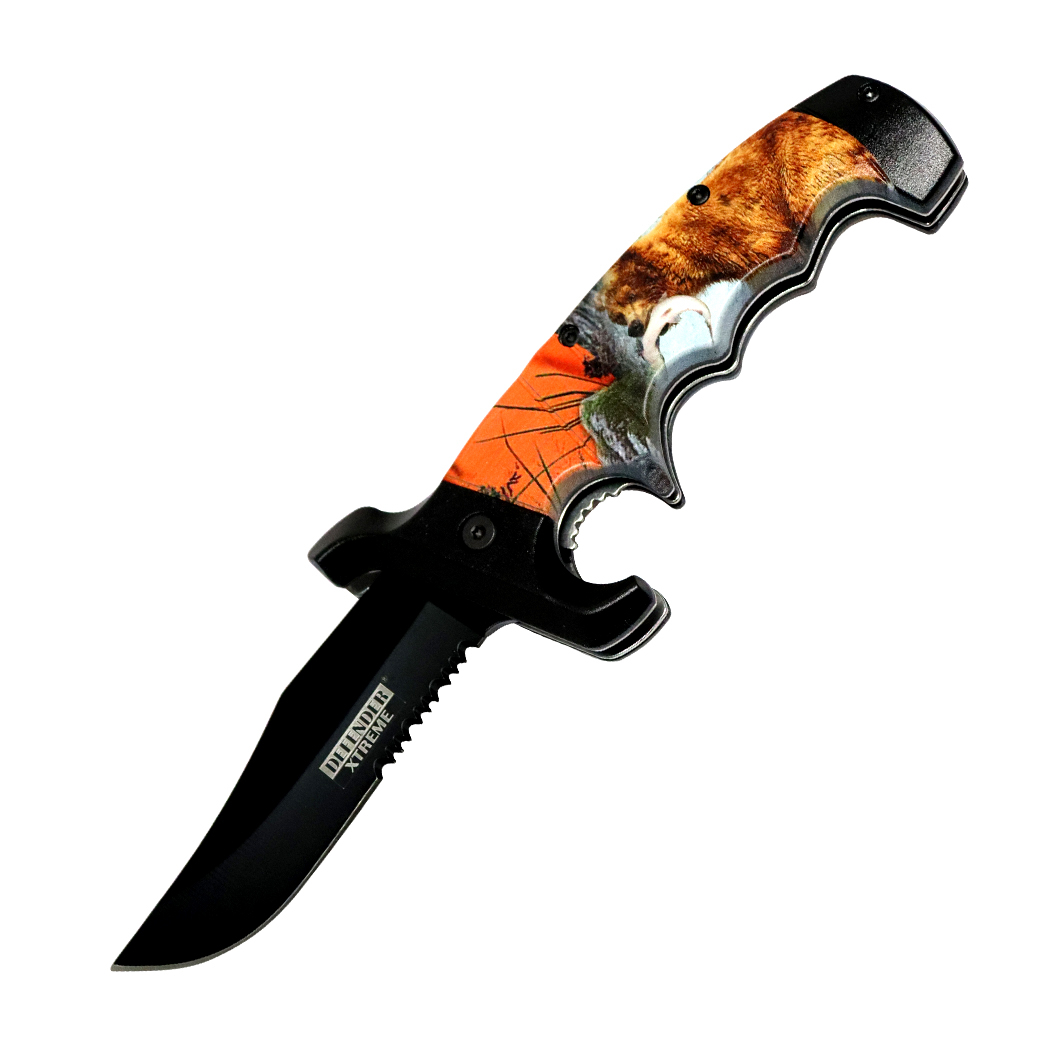 Defender-Xtreme 9" Hunting Fish Bear Spring Assisted Folding Knife W ...