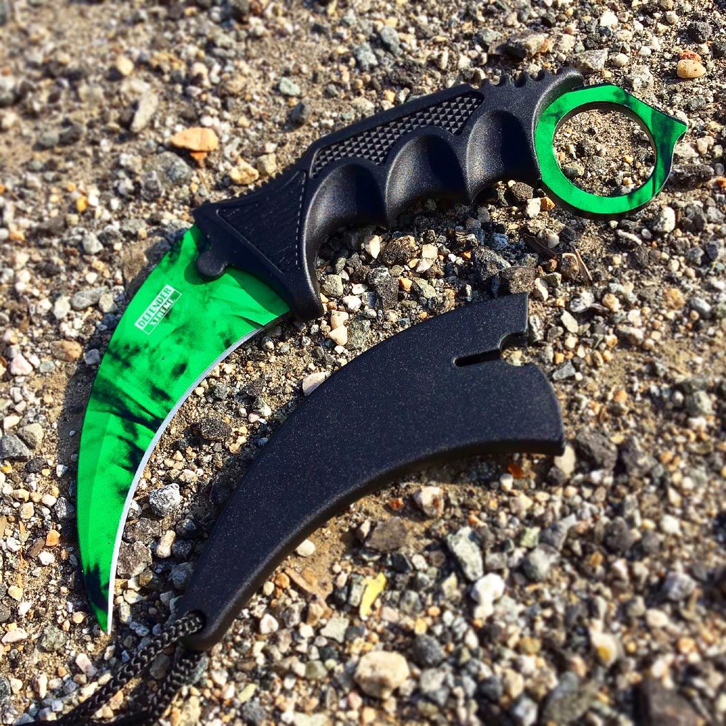 Defender-Xtreme Karambit Green Blade Hunting Knife 3CR13 Stainless ...