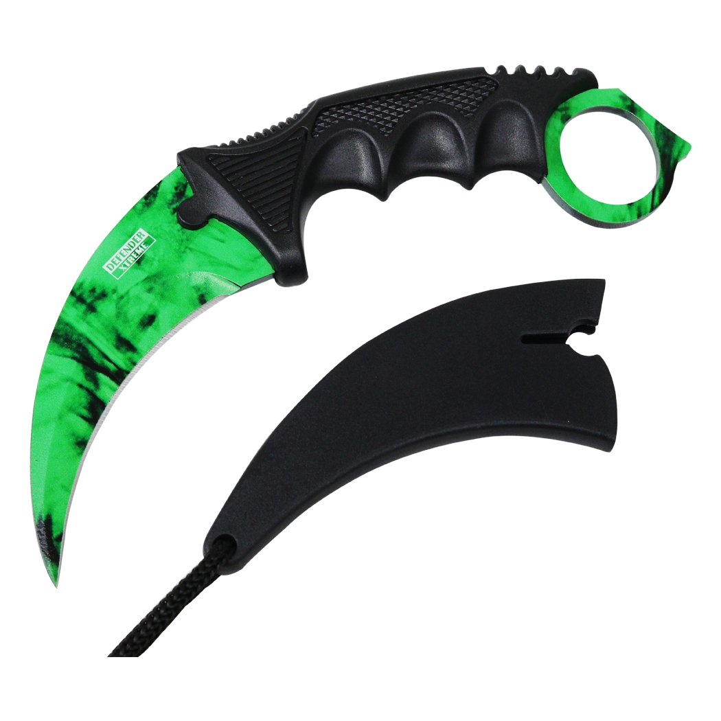 Defender-Xtreme Karambit Green Blade Hunting Knife 3CR13 Stainless ...