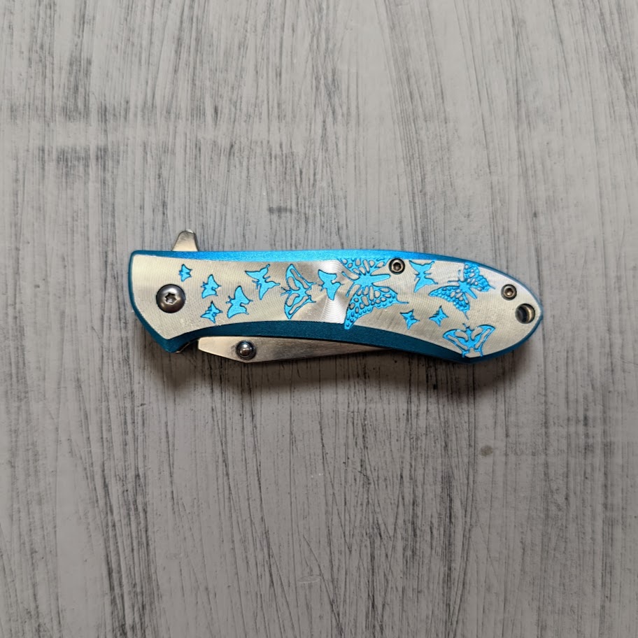 FEMME FATALE BUTTERFLY SPRING ASSISTED KNIFE BLUE WOMENS EDC POCKET ...