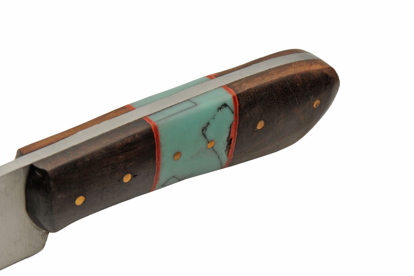 8" Turquoise Resin/Wood Handled Outdoor Hunting Knife With Leather ...