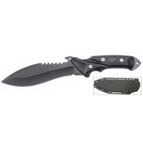 Defender 11" Black Hunting Knife with Sheath 6162 | Property Room