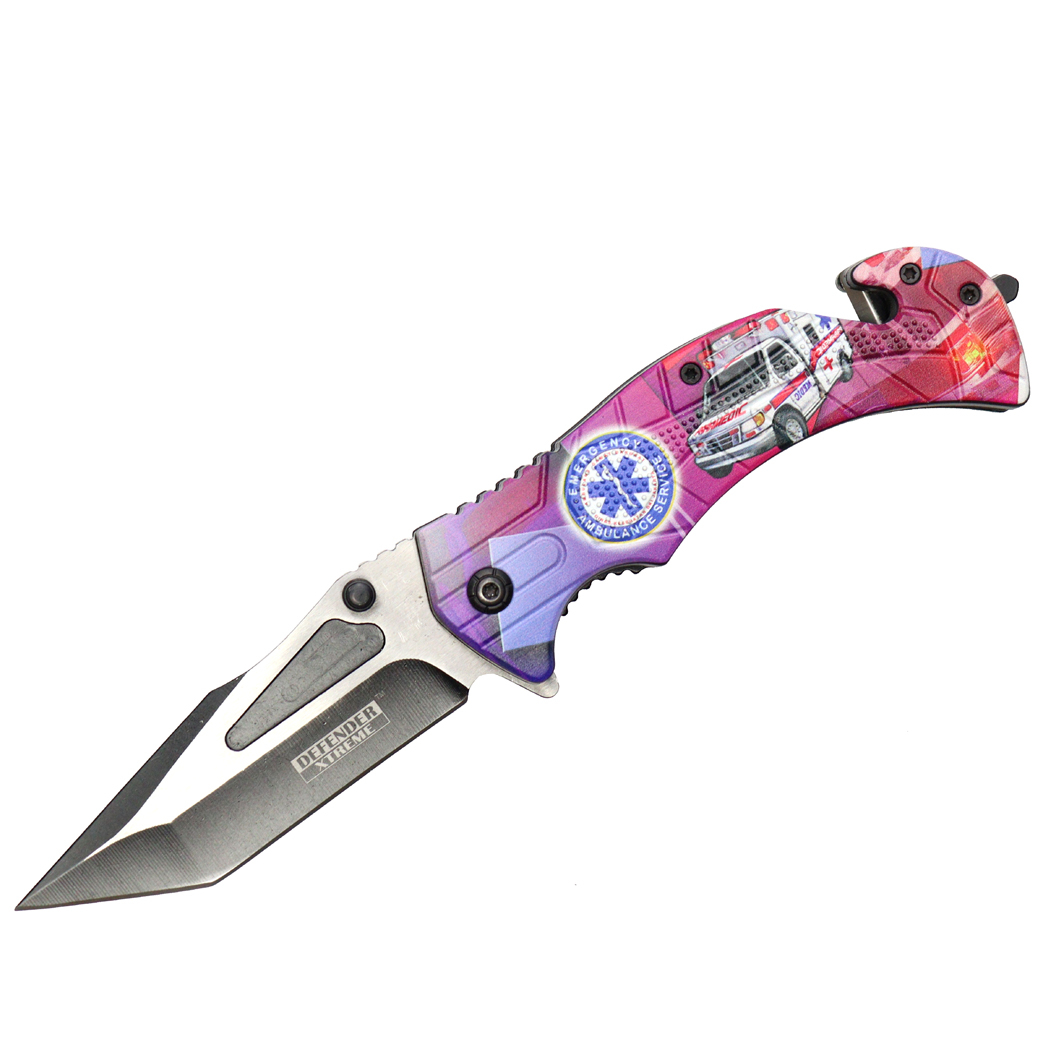 Defender-Xtreme 8" EMS Design Handle Two Tone Blade Spring Assisted ...