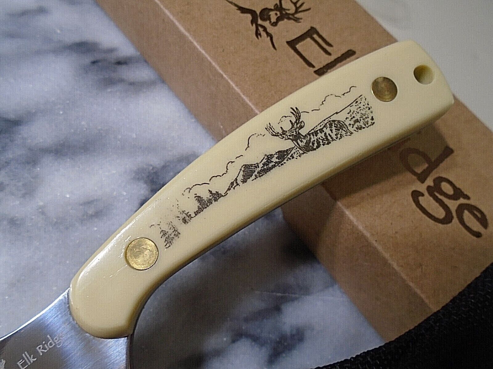 Elk Ridge Sharp Finger Skinner Full Tang Fixed Blade Knife Deer Scene ...