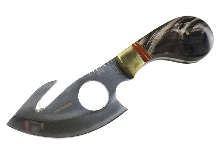 Hunt-Down 7" Full Tang Skinner Knife with Fore Finger grip and Leather ...