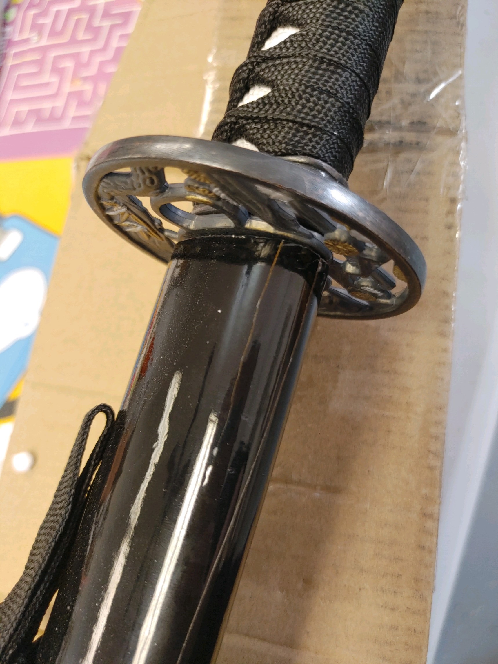 *READ DESCRIPTION* 40.5" Black Collectible Dragon Katana Samurai Sword ...