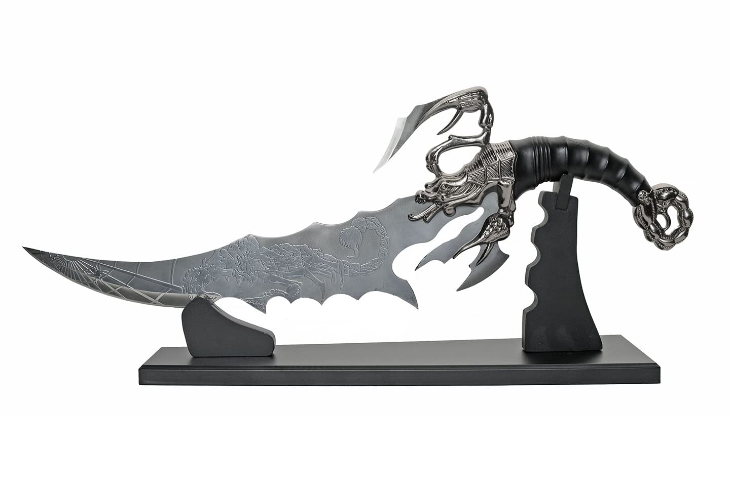 21” Jagged Scorpion Printed Display Fantasy Sword With Wooden Display ...