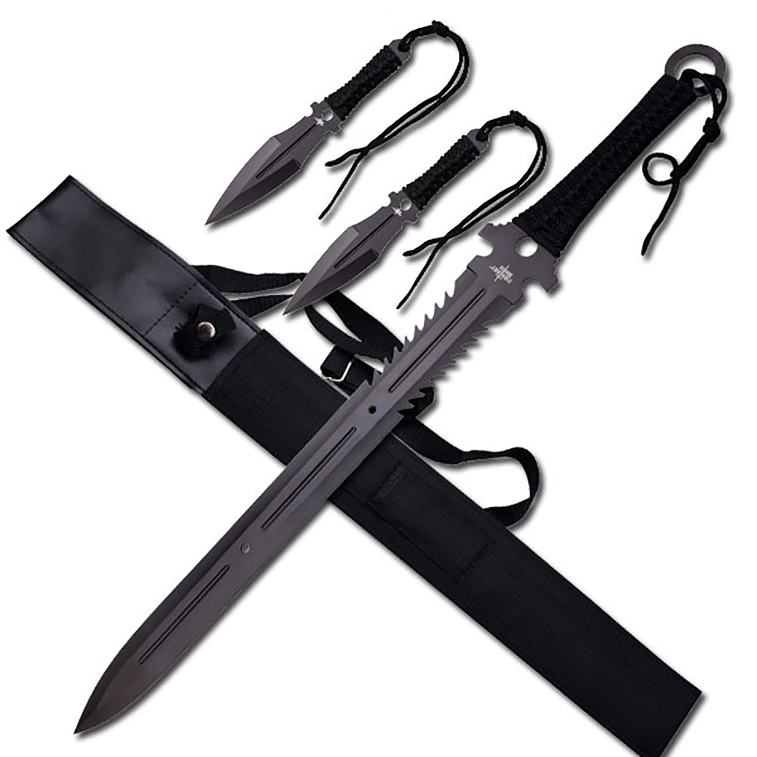 Fantasy Master - Fantasy Short Sword with Set of 2 Throwing Knives - FM ...