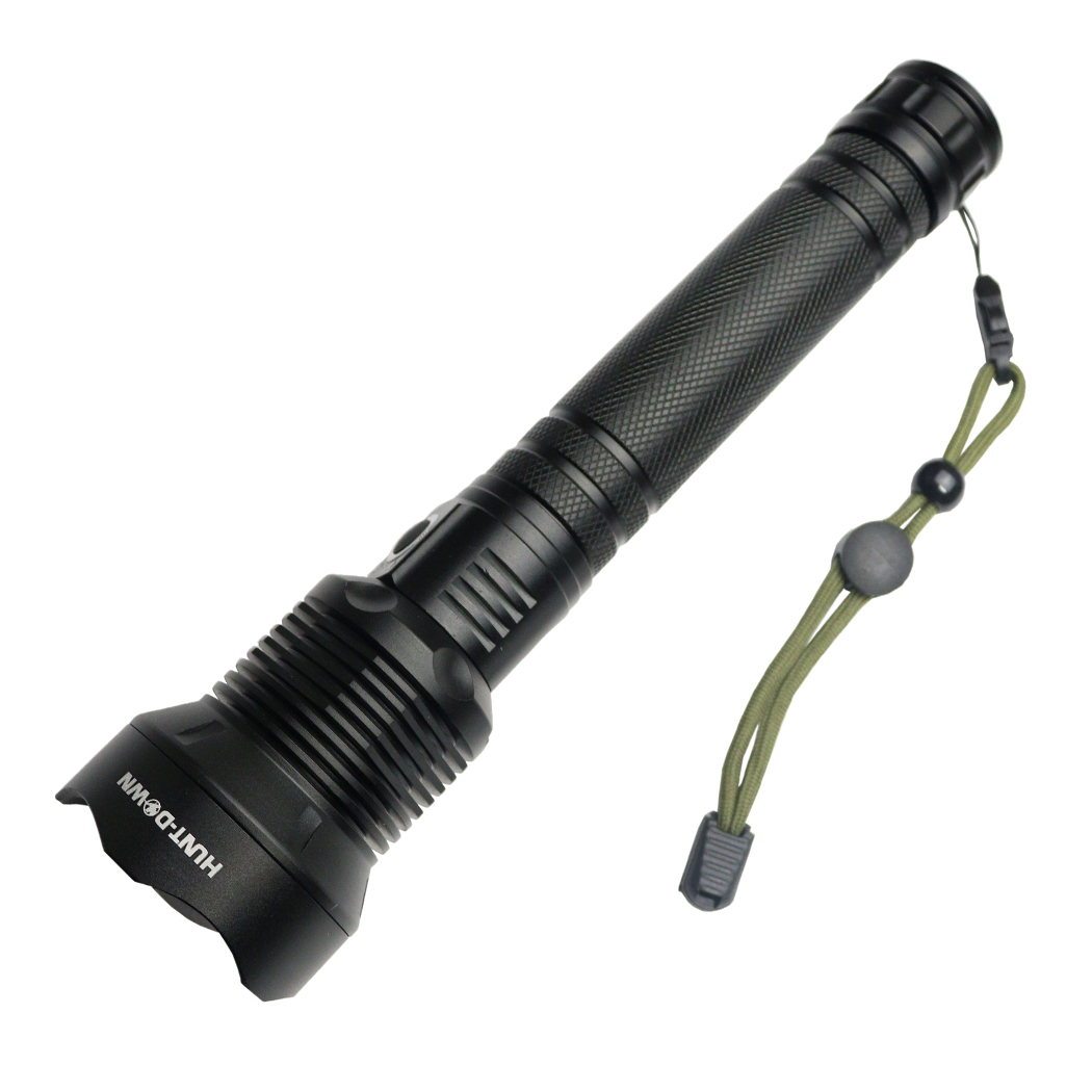 Hunt-Down High Powered Top Bright Focus Self-Defence 2000 Lumens Black ...