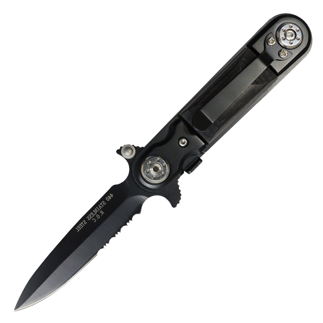 Defender-Xtreme 8" All Black Sharp Blade Spring Assisted Knife Metal ...