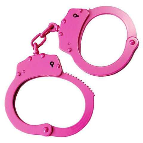 DEFENDER DOUBLE LOCK CARBON STEEL HANDCUFFS HOT PINK POLICE QUALITY ...