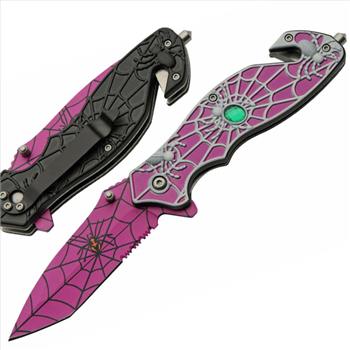 4.75" PURPLE SPIDERWEB FOLDING KNIFE | Property Room