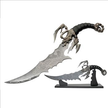 21” Jagged Scorpion Printed Display Fantasy Sword With Wooden Display ...