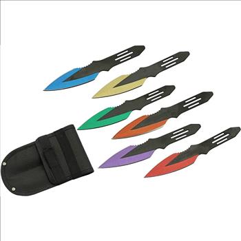 5.5” Thunderbolt 6 Piece Multicolored Mini Throwing Knife Set with Case ...