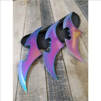 Three Piece Bat Throwing Blades - Rainbow | Property Room