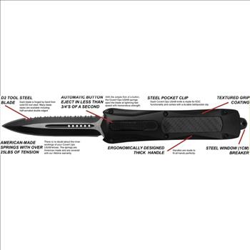 Covert Ops Automatic OTF 7 Inch Auto DEdge Blade with Case | Property Room