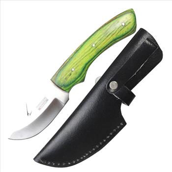 Defender-Xtreme 8" Green Wood Handle Stainless Steel Hook Blade Hunting ...
