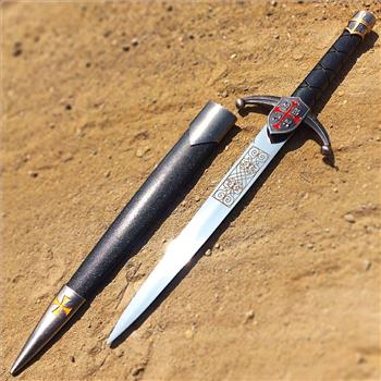 Defender 14.5" Crusader Dagger Silver Knight Cross Stainless Steel ...
