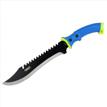 Defender-Xtreme 16" Full Tang Hunting Knife with Blue/Neon Green Rubber ...