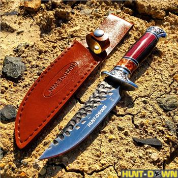 10" Hunt-Down Decorative Sporting Hunting Knife with Leather Sheath ...