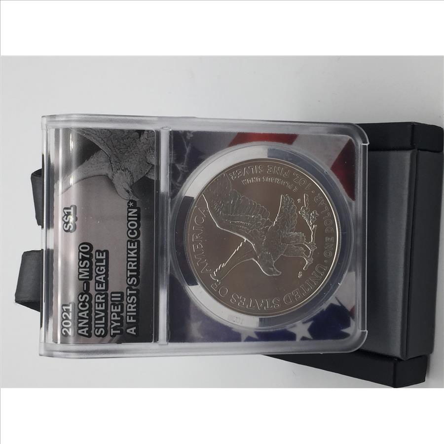 2021 Silver American Eagle Type 2 A First Strike Coin ANACS-MS70 | Property Room