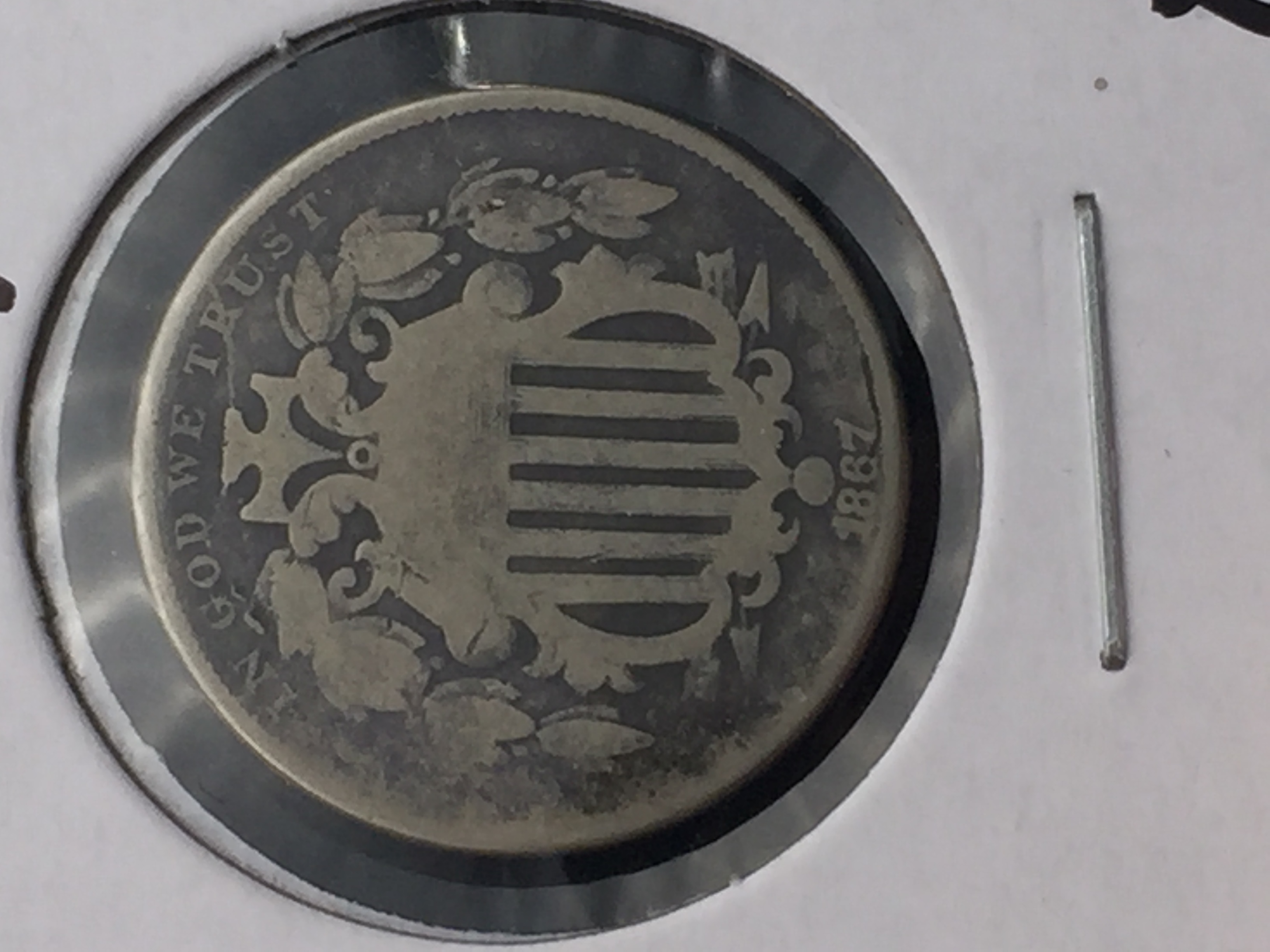 1867 Shield Nickel 5 Cents No Rays Good Condition | Property Room