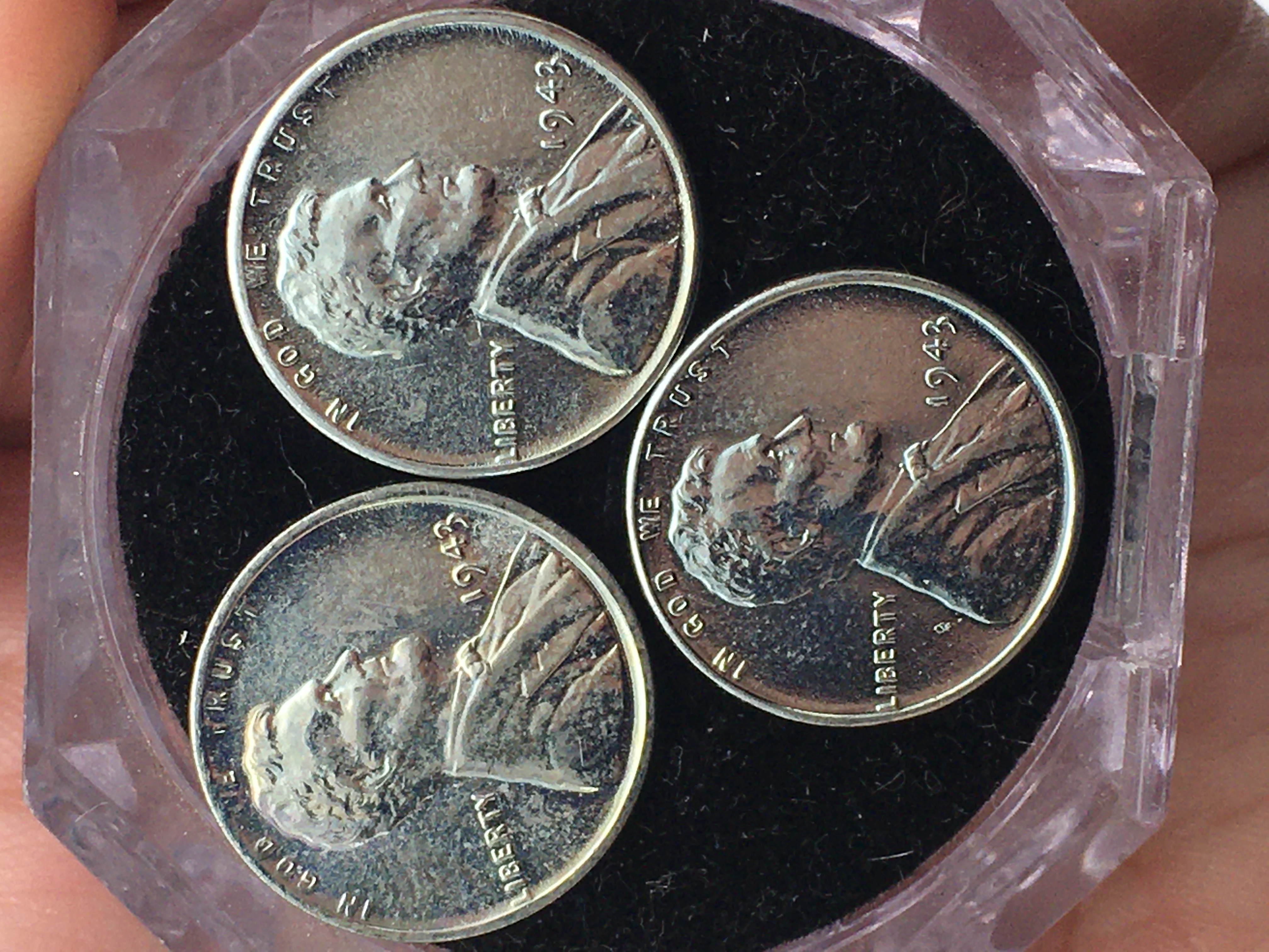 (3) 1943 Steel Pennies Slight Toning Really Cool Coins | Property Room