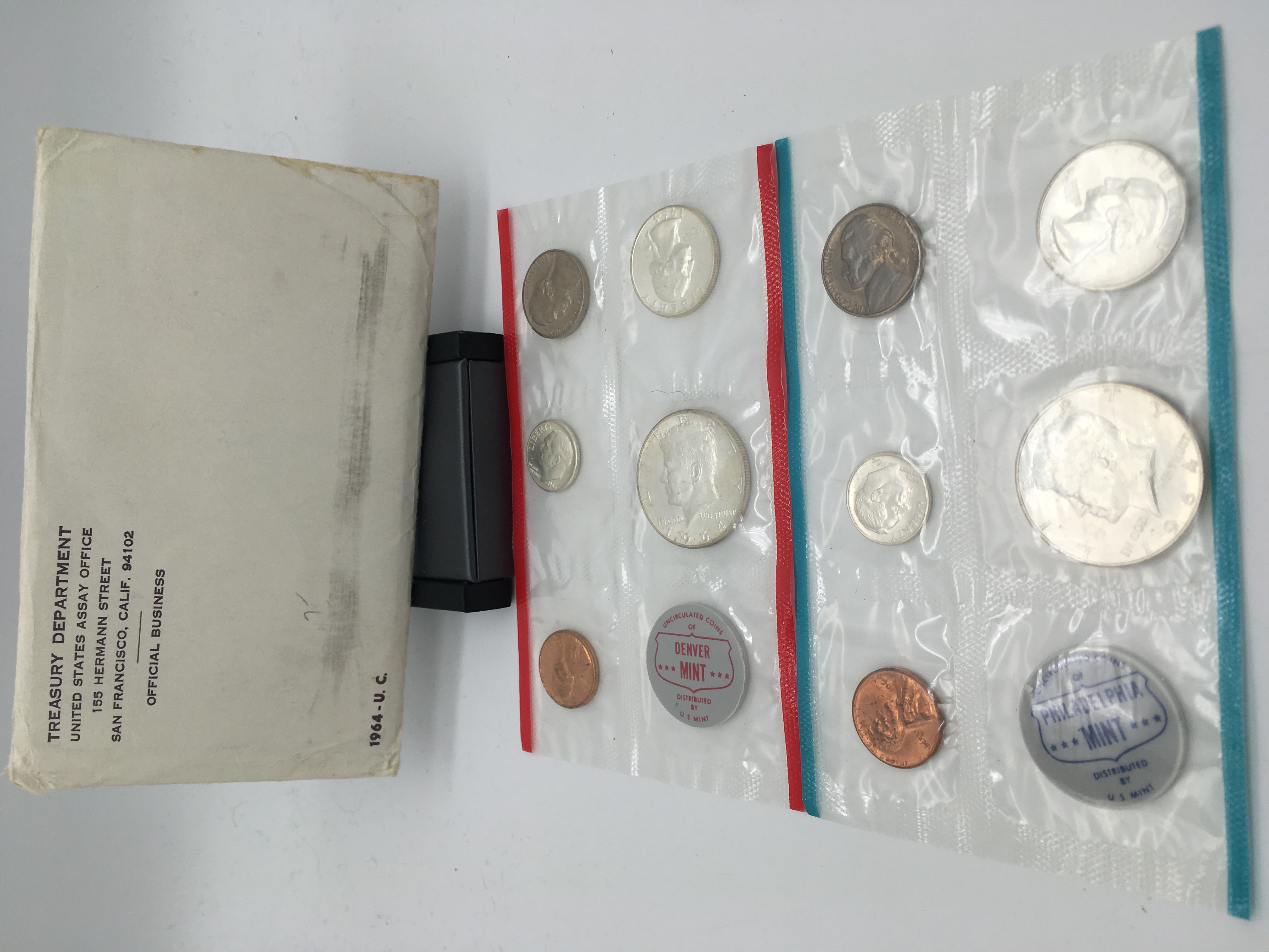 1964 US Mint Set Uncirculated Coins of the Denver and Philadelphia Mint ...