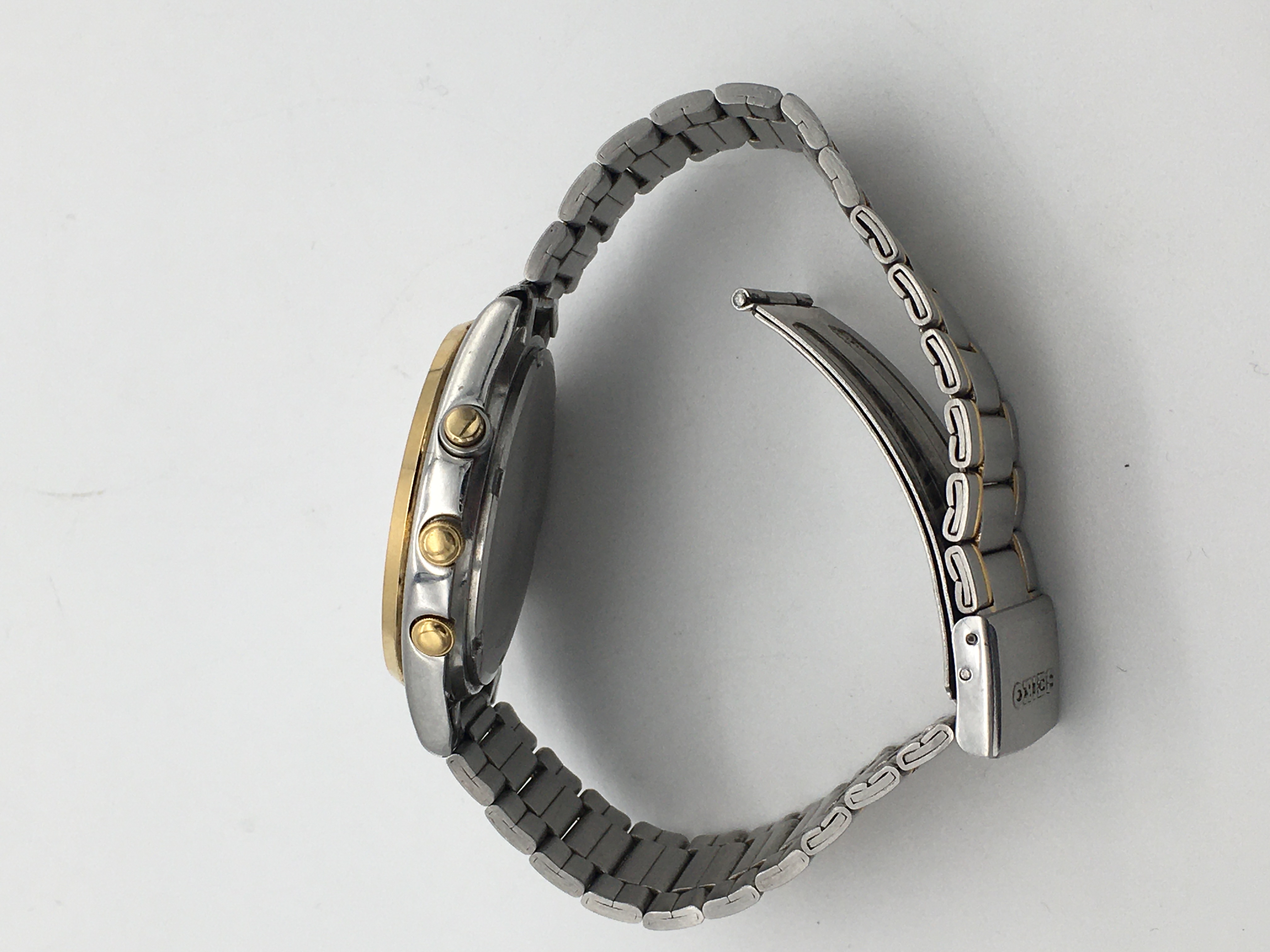 Vintage Seiko Alarm Chronograph Two Tone 7T32-7B30 Quartz Mens Watch 7 1/2 Wrist Scratches on ...