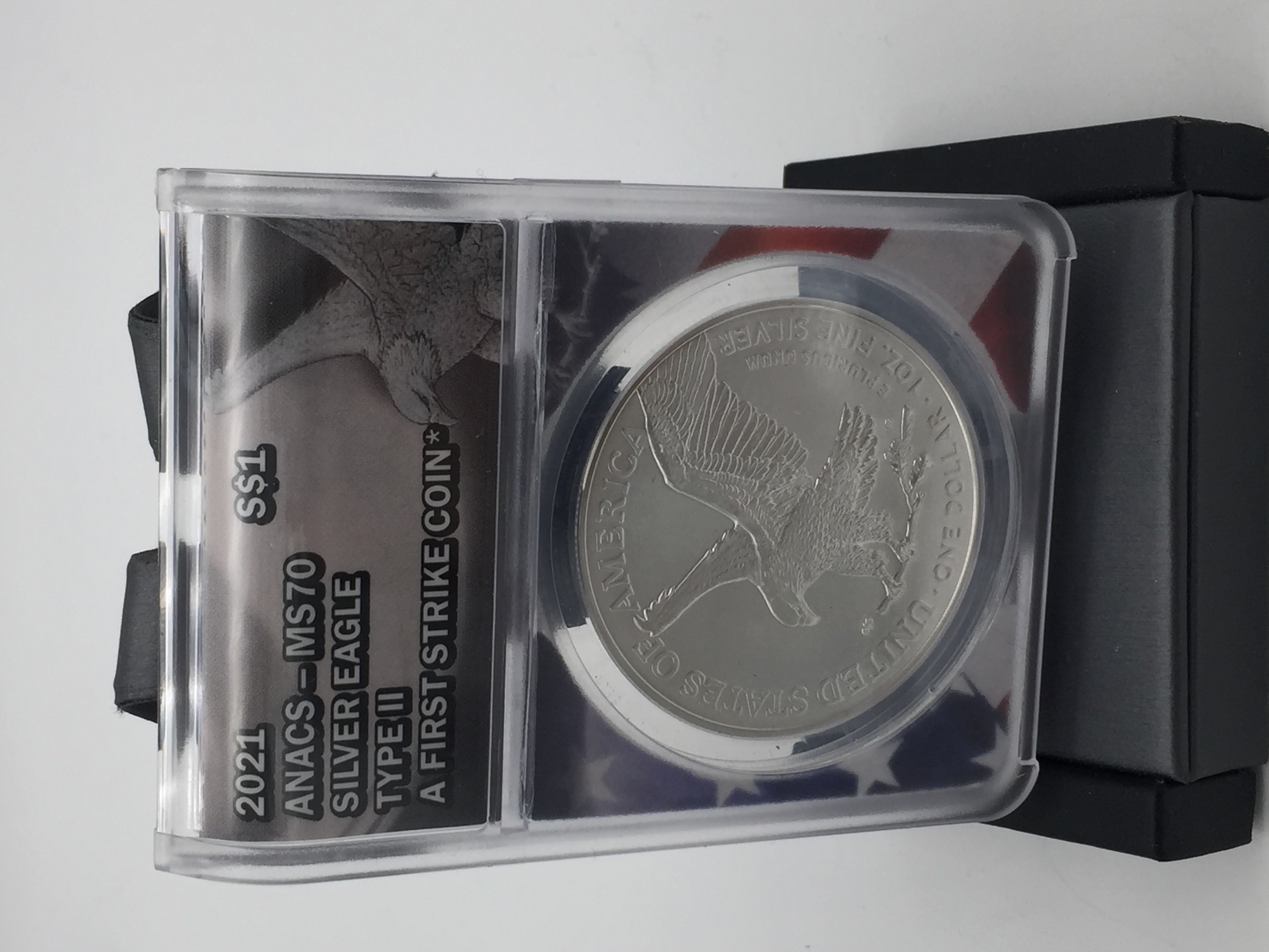 2021 Silver Eagle Type 2 A First Strike Coin ANACS-MS70 1 oz 999 Silver | Property Room