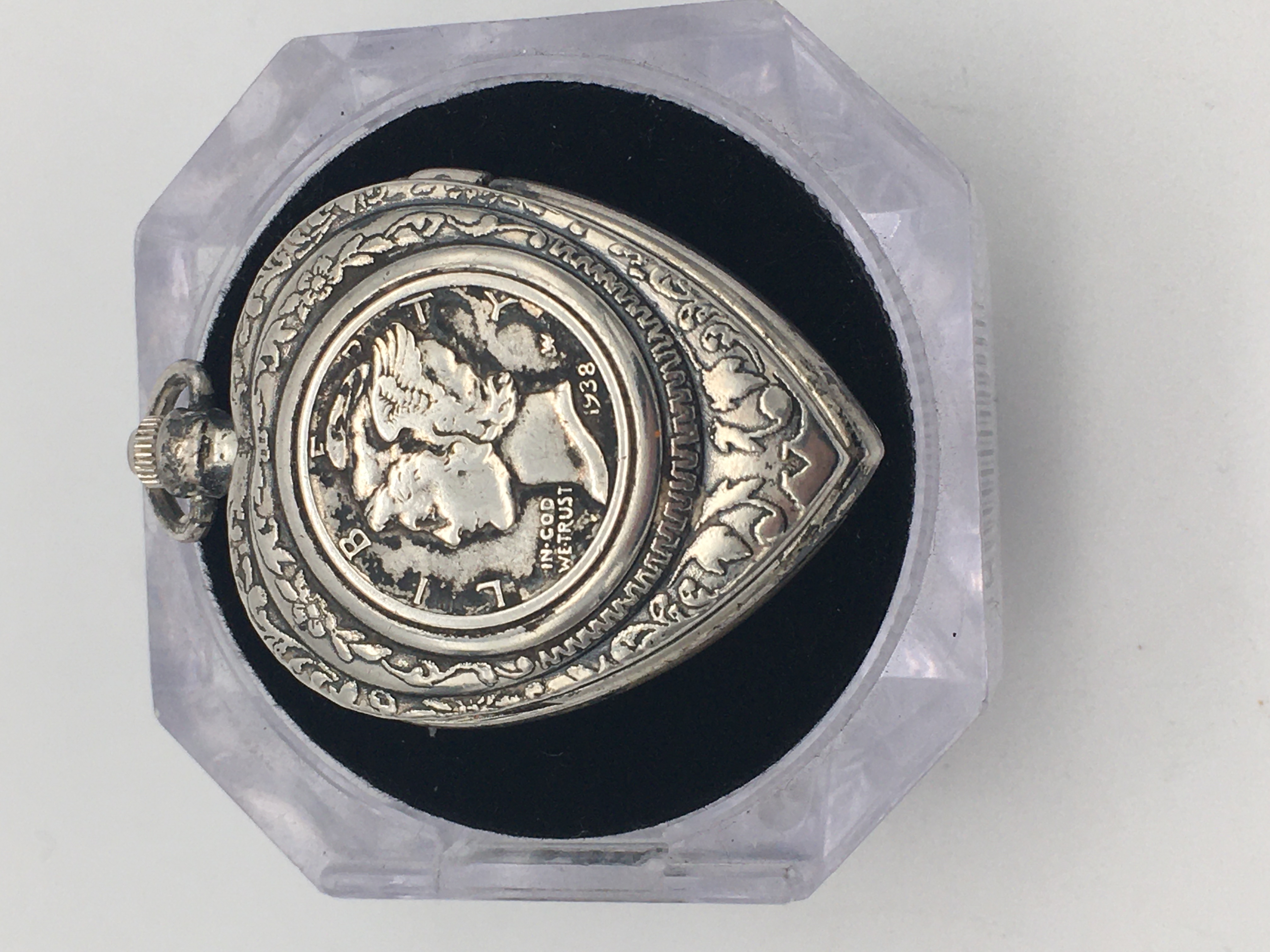 1938 Real Silver Mercury Dime with Silver Plated Locket Watch ...