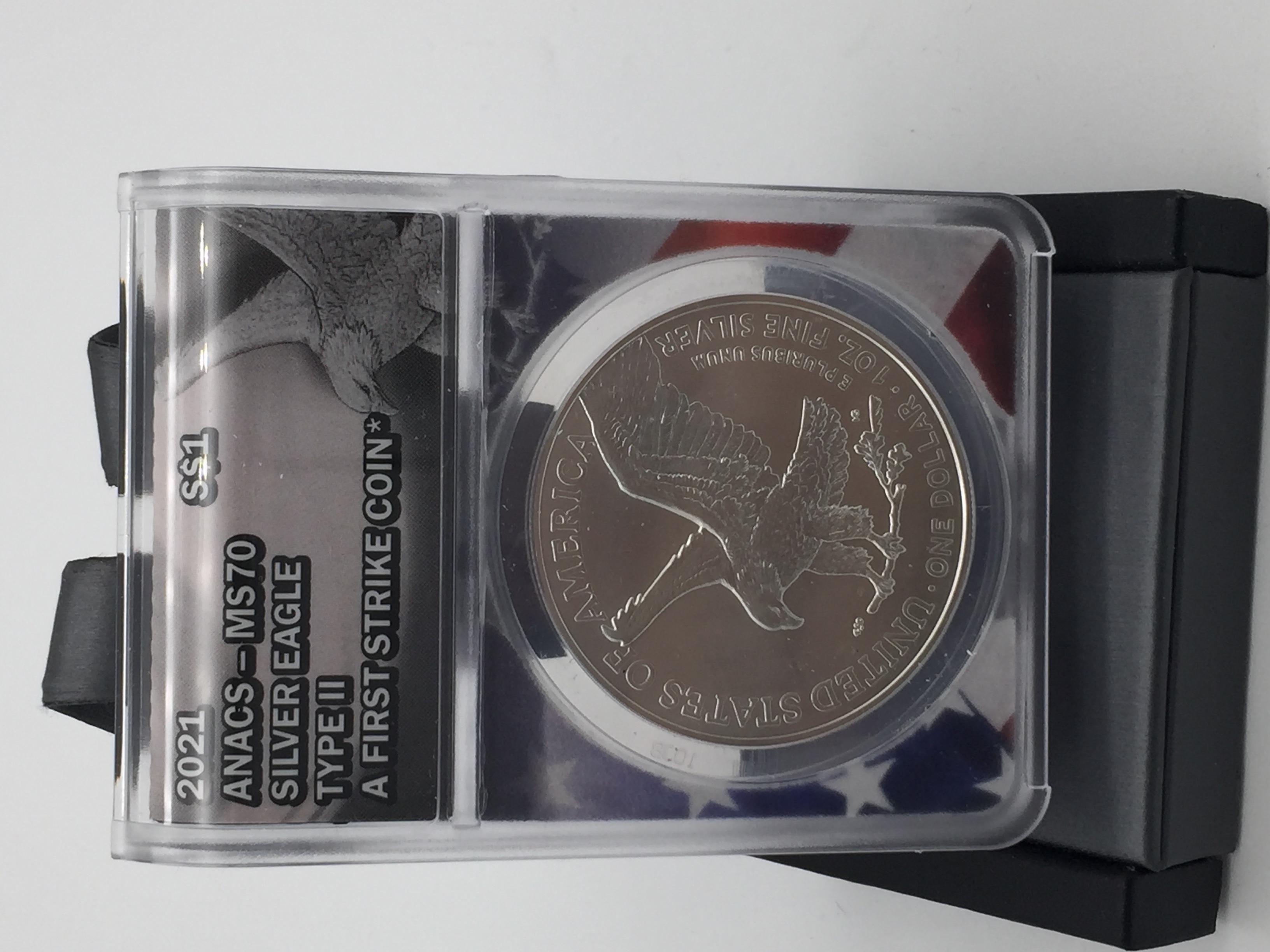 2021 Silver American Eagle Type 2 A First Strike Coin ANACS-MS70 | Property Room