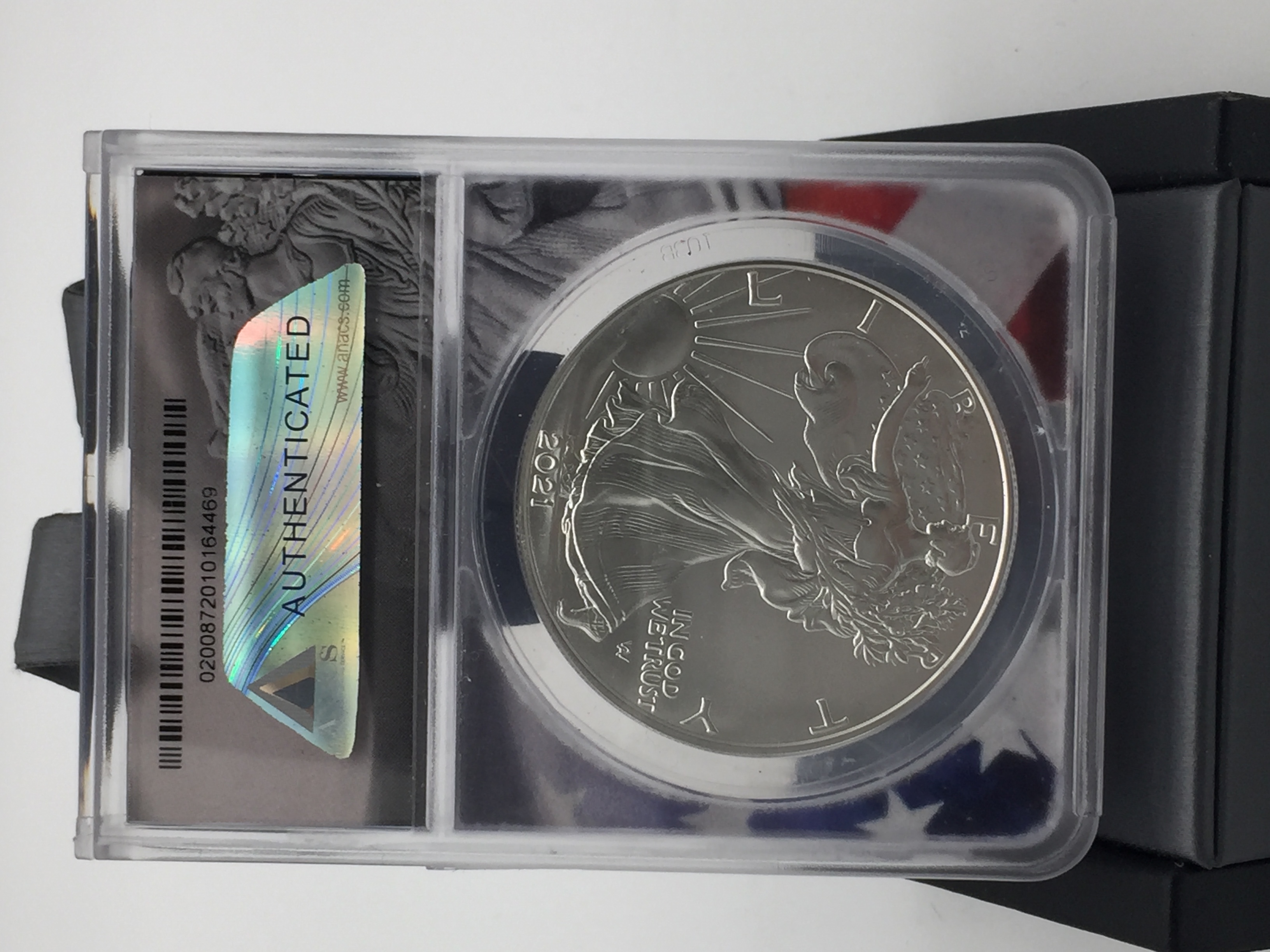 2021 Silver American Eagle Type 2 A First Strike Coin ANACS-MS70 | Property Room