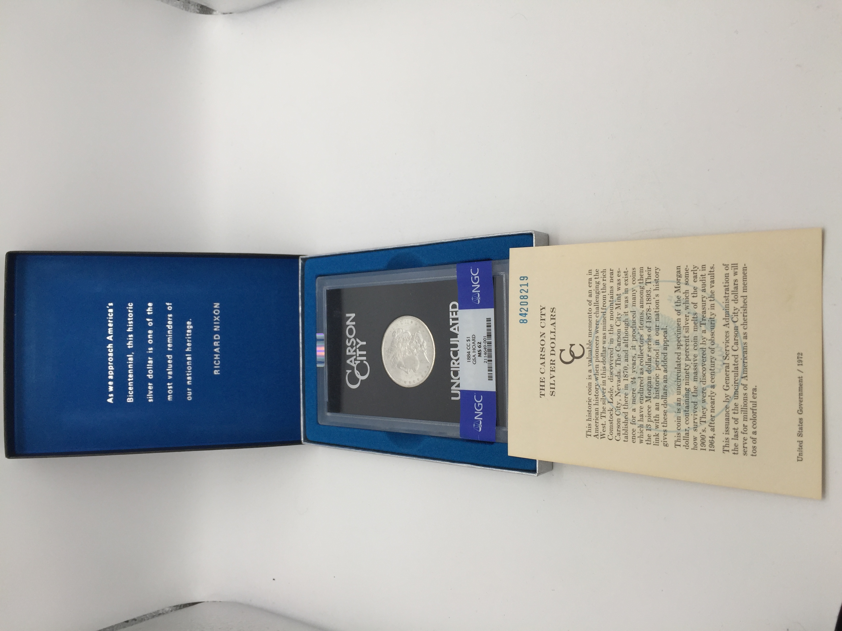 1884-CC Morgan Silver Dollar GSA Hoard NGC MS62 90% Silver | Property Room