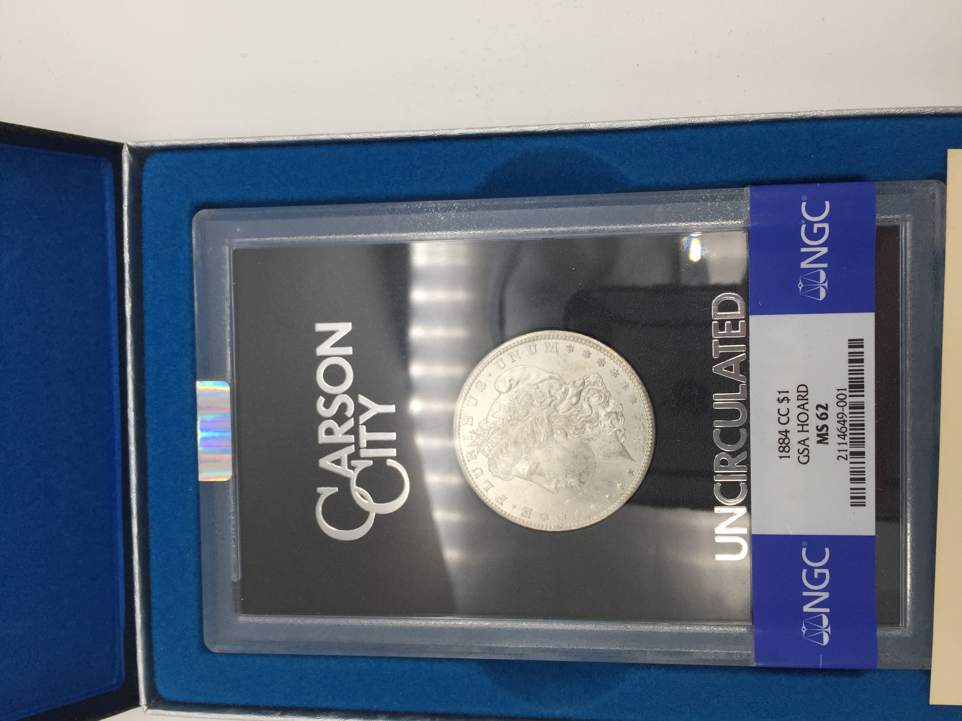 1884-CC Morgan Silver Dollar GSA Hoard NGC MS62 90% Silver | Property Room