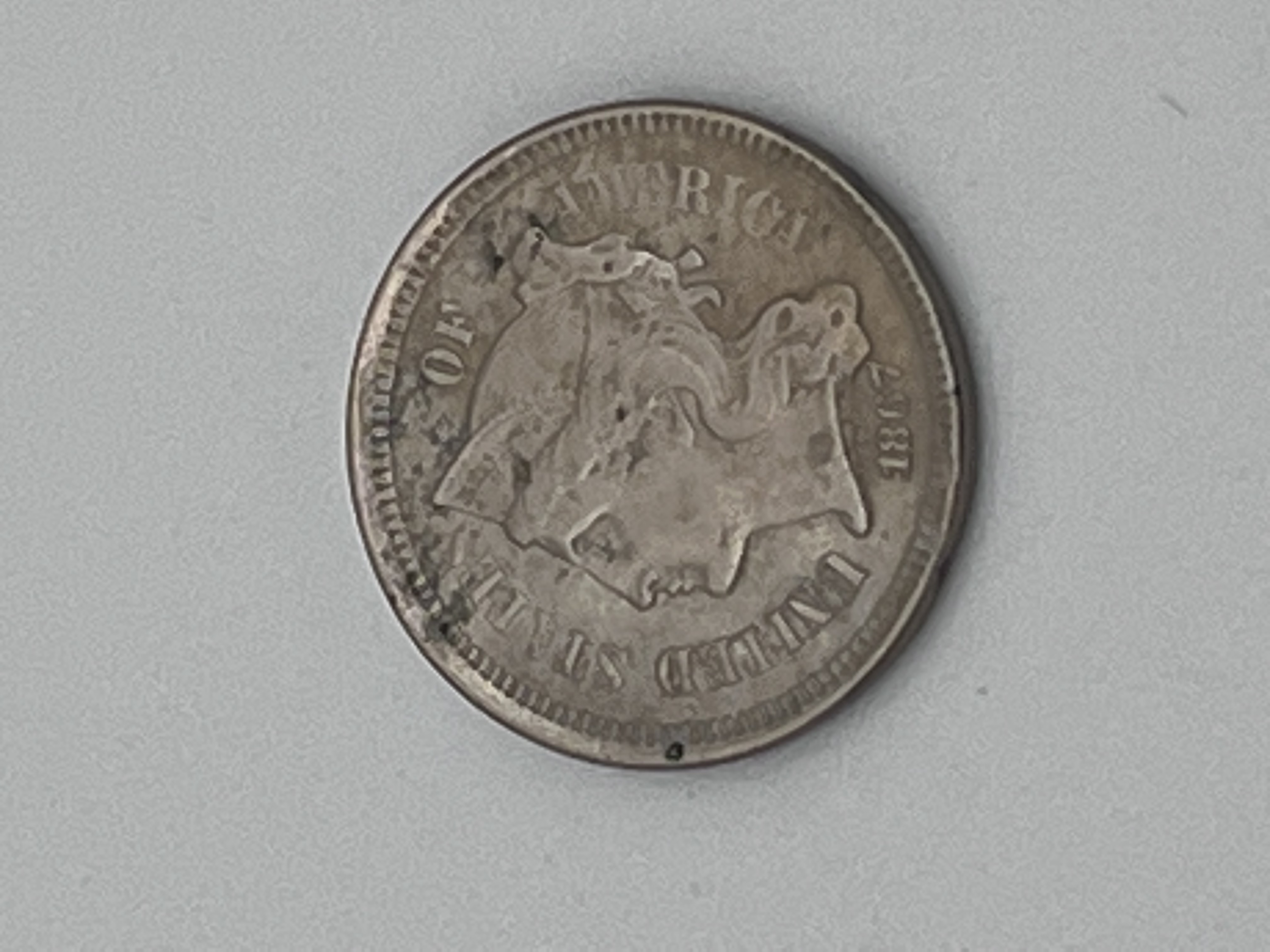 1867 THREE CENT NICKEL EARLY TYPE US | Property Room