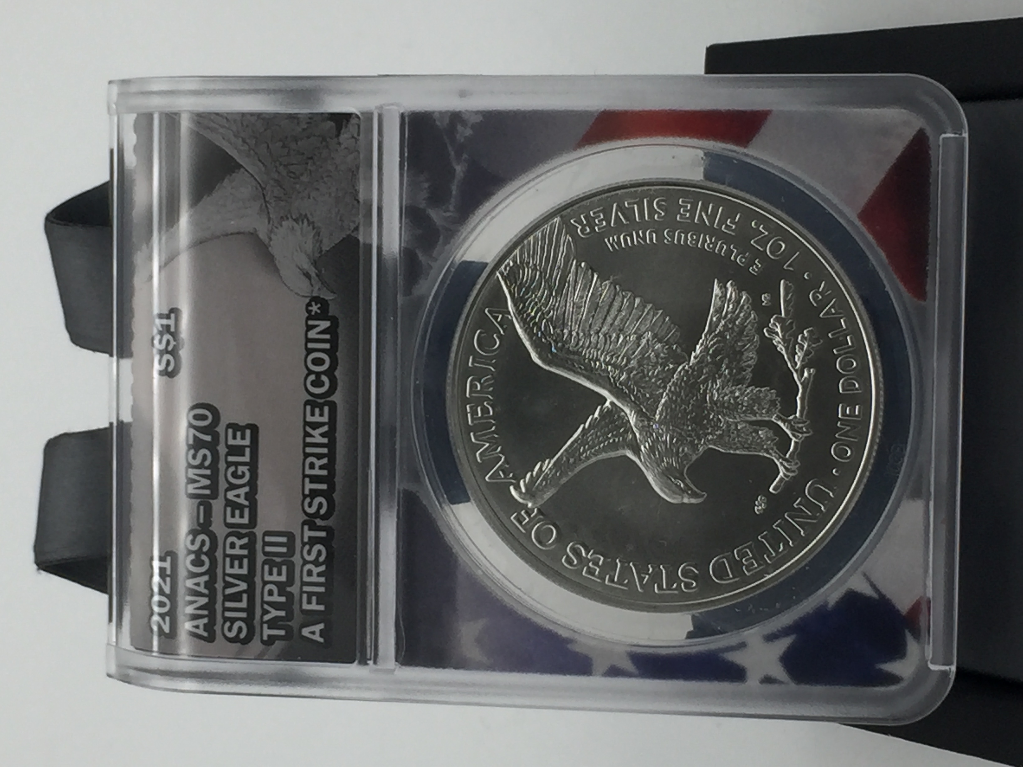 2021 Silver Eagle Type 2 ANACS-MS70 A First Strike Coin 1 oz Fine Silver | Property Room