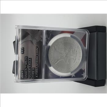 2021 Silver Eagle Type II A First Strike Coin ANACS-MS70 | Property Room