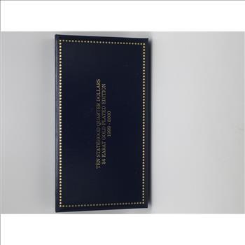 1999-2000 Ten Statehood Quarter Dollars 24 Karat Gold Plated Edition w ...