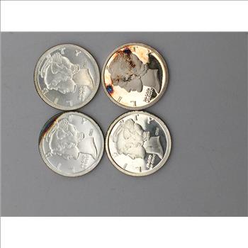 (4) 1/10 Troy Ounce .999 Fine Silver Rounds Mercury Dime Style Cool ...
