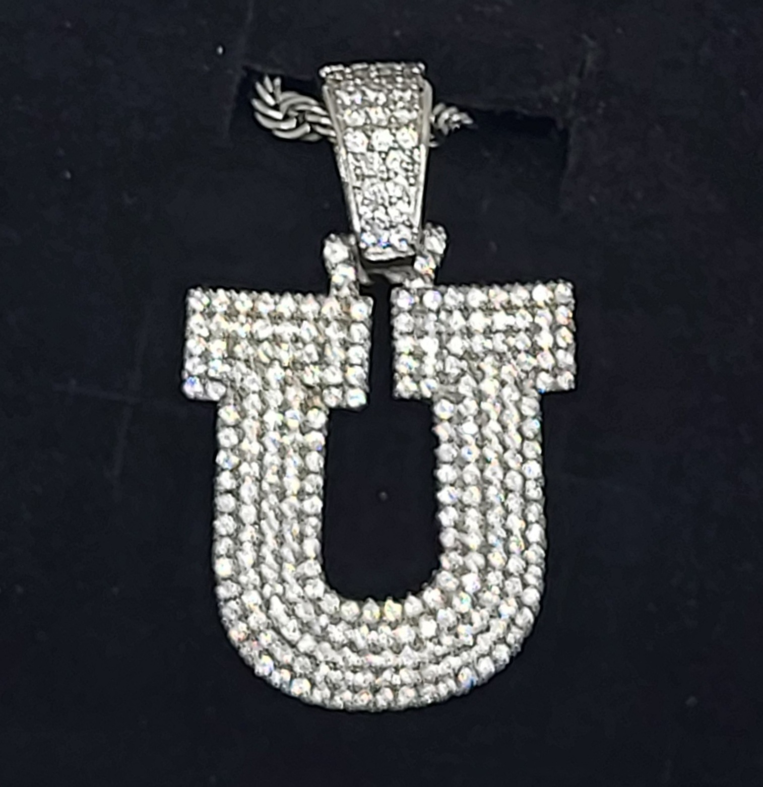 Crystal Diamond Necklace and Pendent Letter U | Property Room
