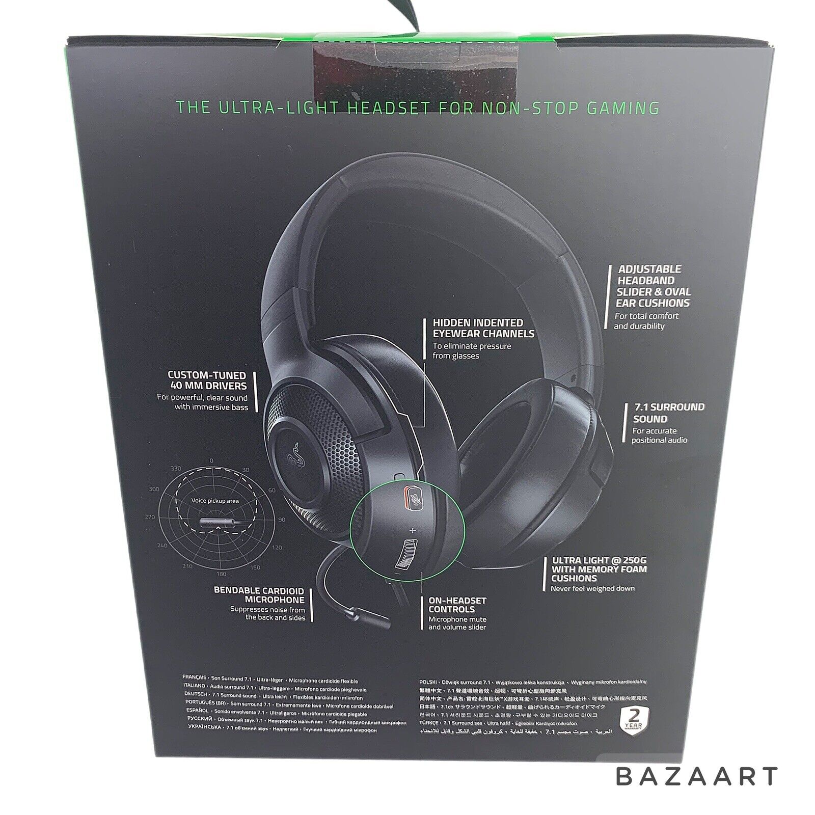 Razer Kraken X Multi-Platform Wired Gaming Headset 7.1 Surround Sound Black New | Property Room