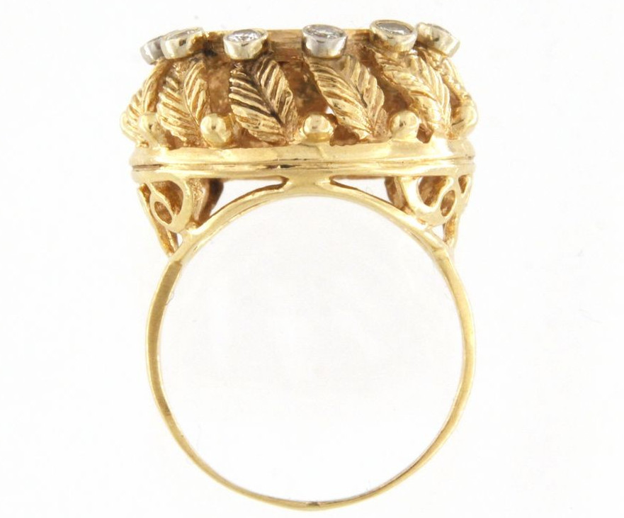 14KT YELLOW GOLD AND DIAMOND COIN RING WITH 1853 $1 LIBERTY HEAD IN ...