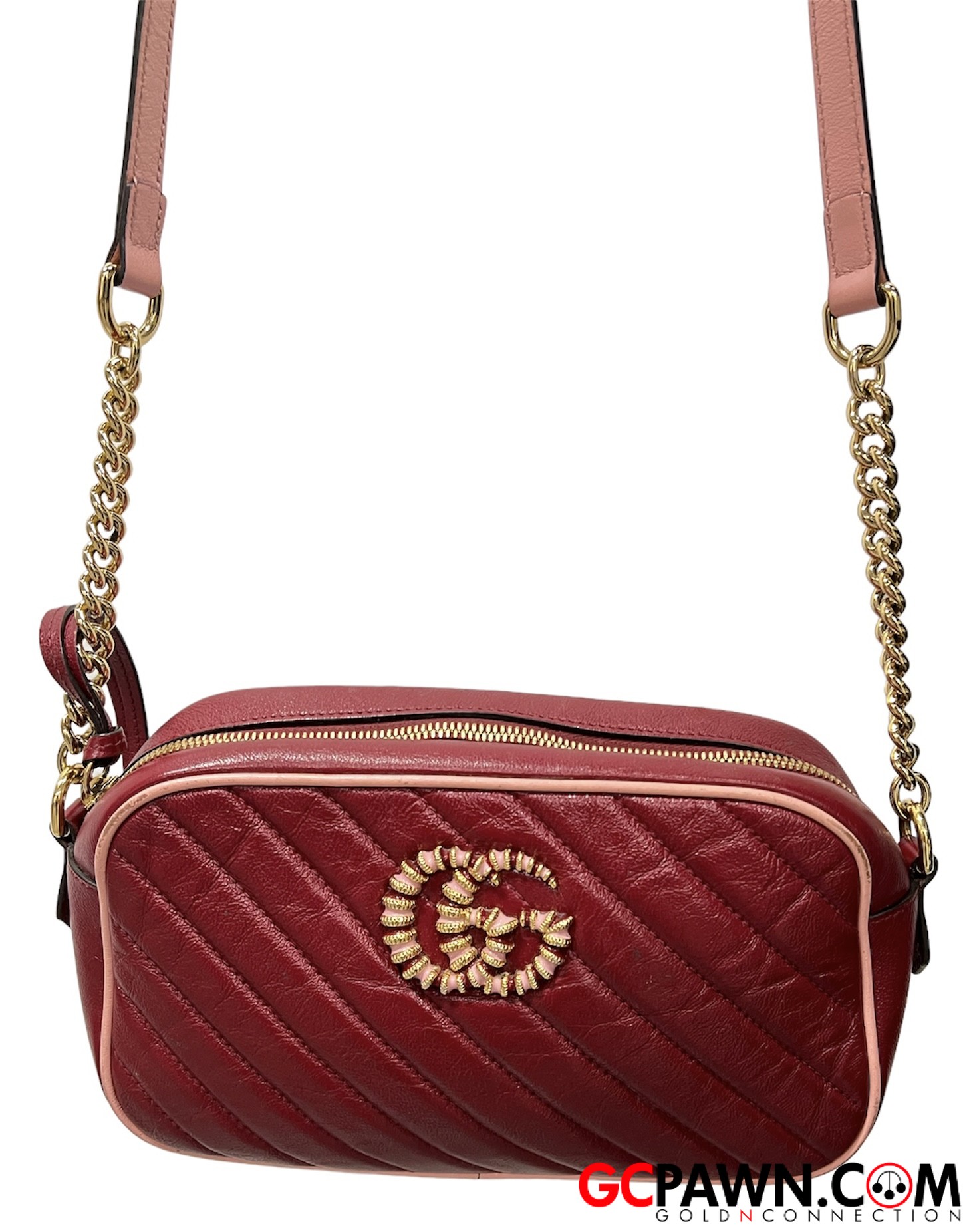 GUCCI MATELASSE ENAMEL GG MARMONT CHAI CROSSBODY BAG | Property Room