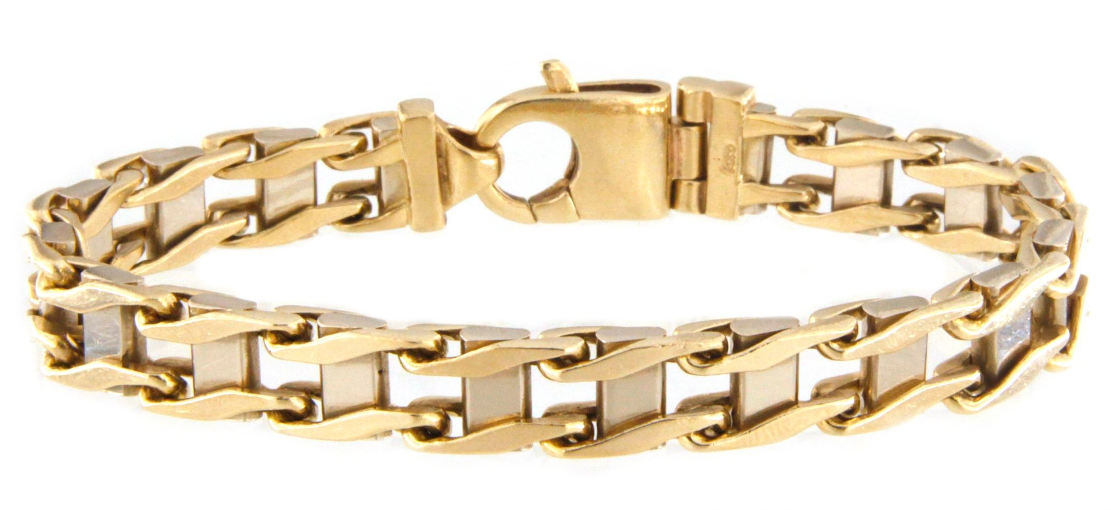 14KT YELLOW AND WHITE GOLD RAILROAD LINK BRACELET | Property Room