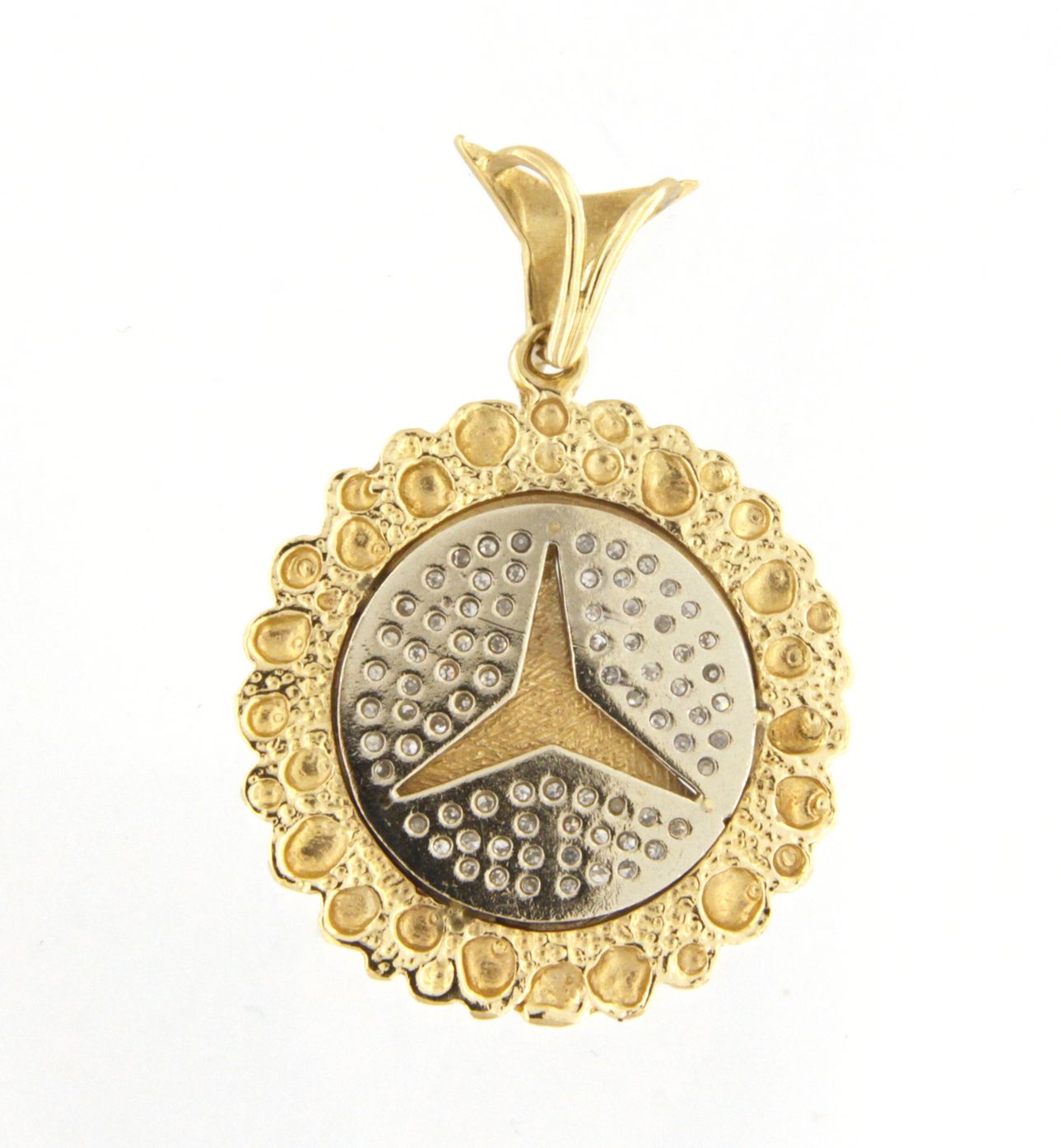 14KT YELLOW GOLD MERCEDEZ BENZ NUGGET LOGO CHARM | Property Room